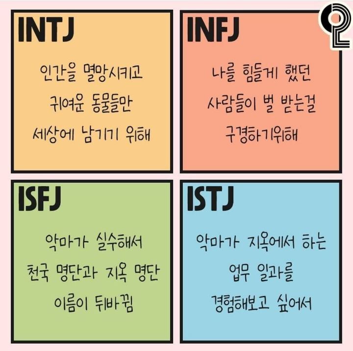 MBTI별 지옥가는 이유 - 유머/이슈 - YULDO
