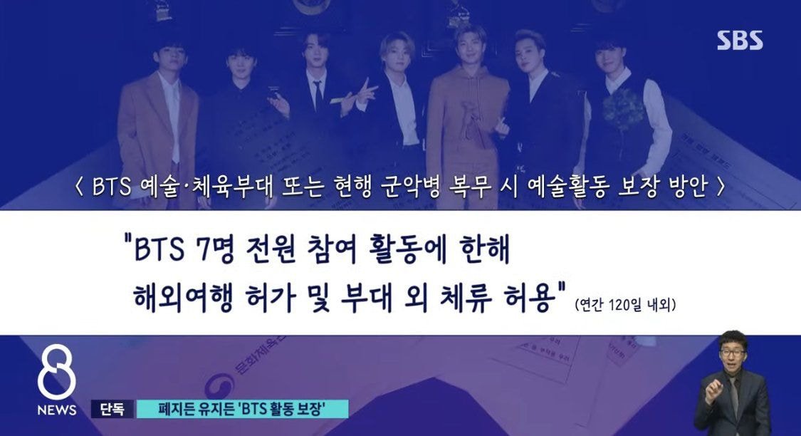 [SBS 단독] 예술·체육요원 제도, 폐지든 유지든 'BTS 활동 보장' - 유머/이슈 - YULDO