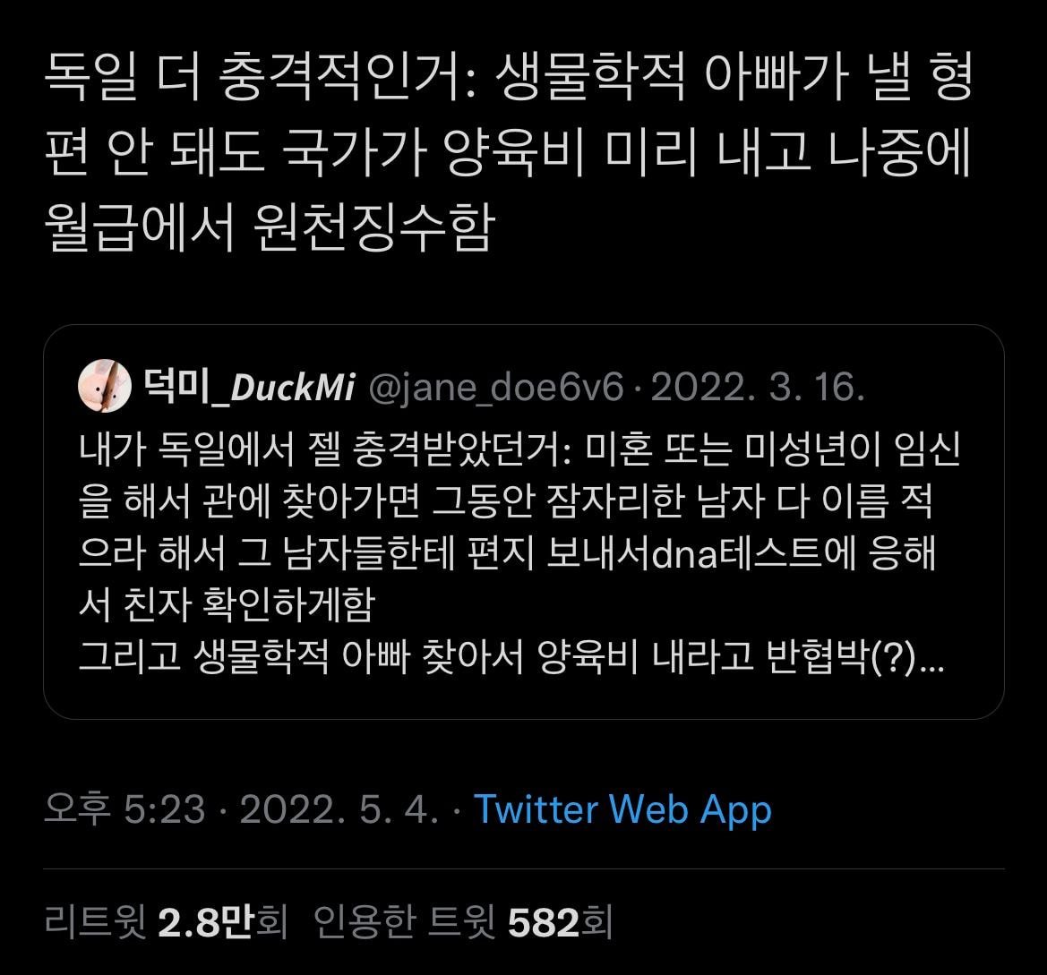 독일의 양육비 지급 시스템...twt - 유머/이슈 - YULDO