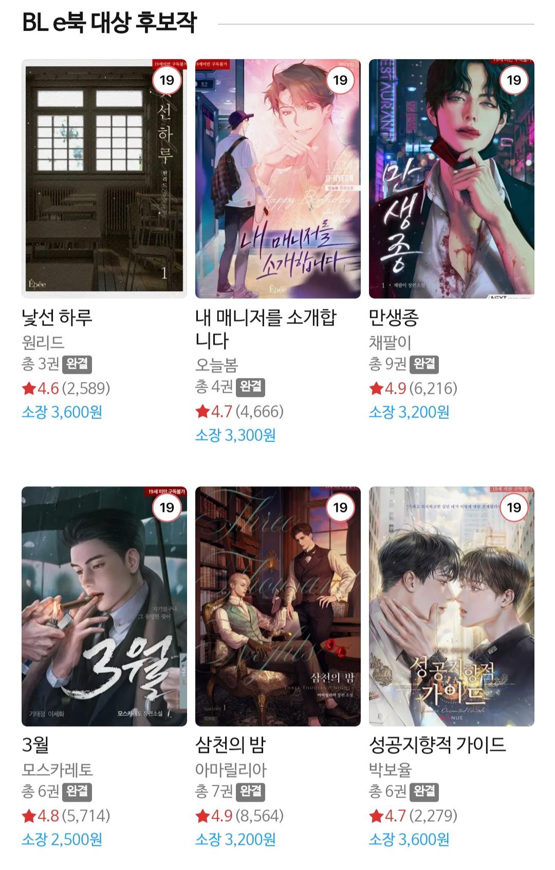 대상 이중에 뭐가 받을까 정말 궁금한 올해 리디북스 BL e북 대상.jpg - 유머/이슈 - YULDO